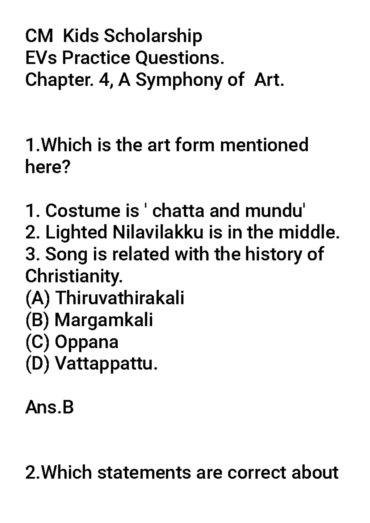 CM Kids LSS EVS Chapter 4 Practice Questions and Answers - Studocu