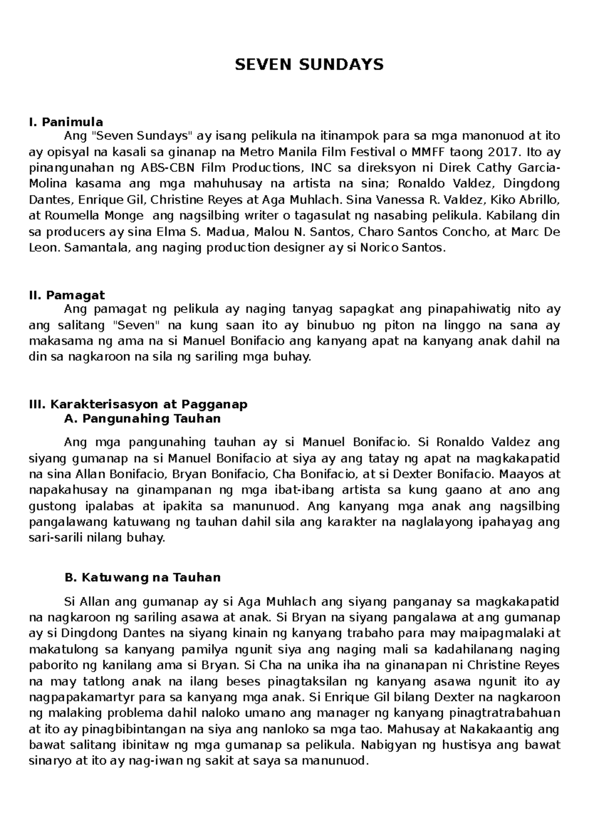 Suring Pelikula: Seven Sundays (SINESOS) - Komplasyon para kay Prof ...