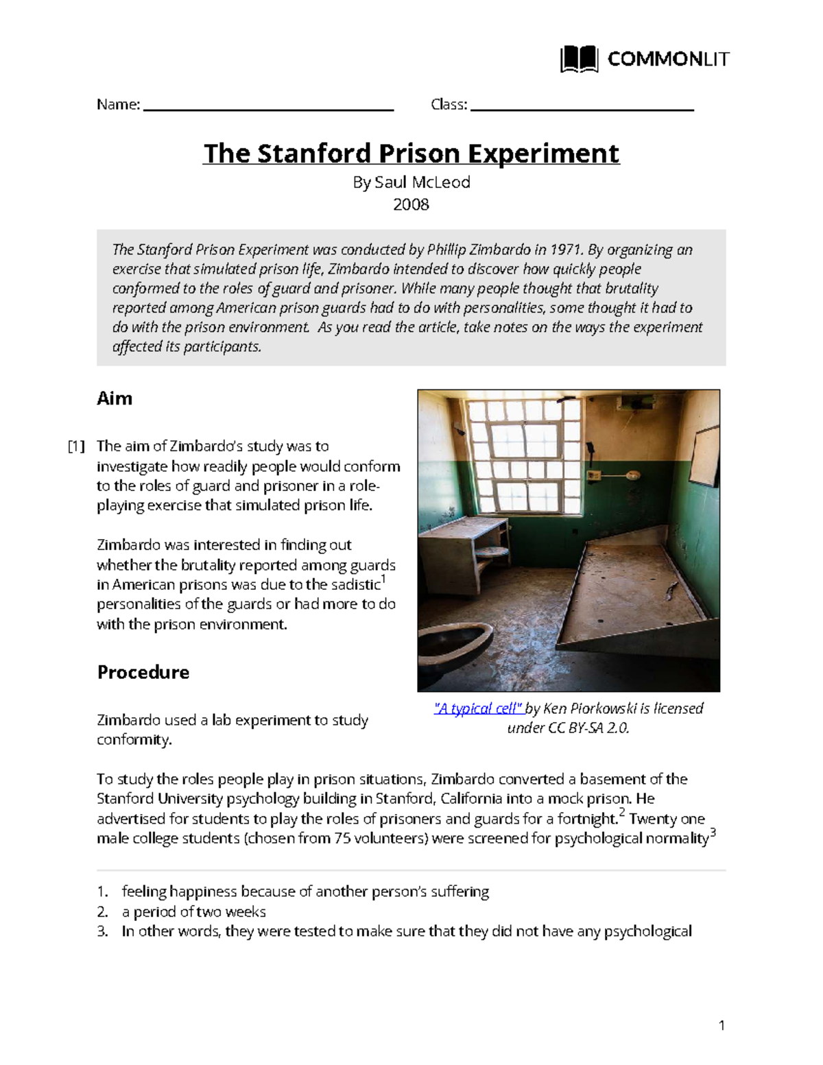The Stanford Prison Experiment: A Study of Conformity and Role Dynamics ...
