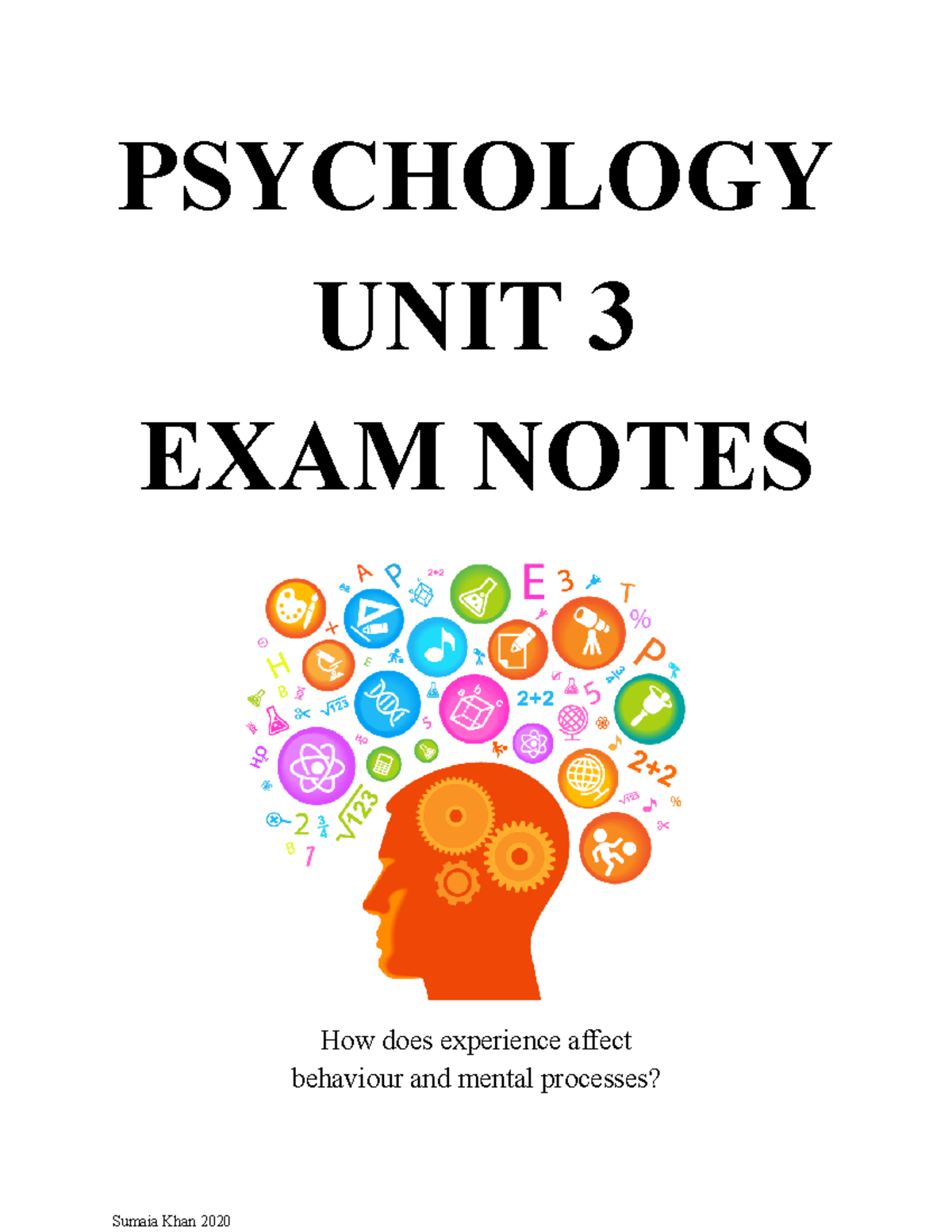 PSYCHOLOGY UNIT 3 FINAL EXAM NOTES: Nervous System & Behavior - Studocu