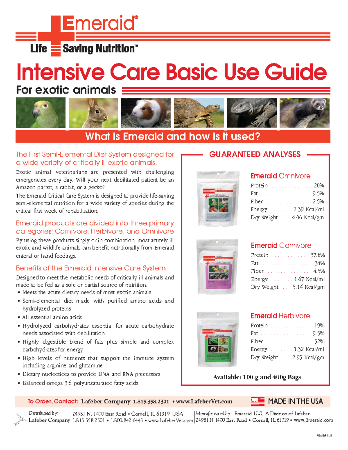 Emeraid Critical Care Basic Use Guide for Exotic Animals D15 12 15 ...