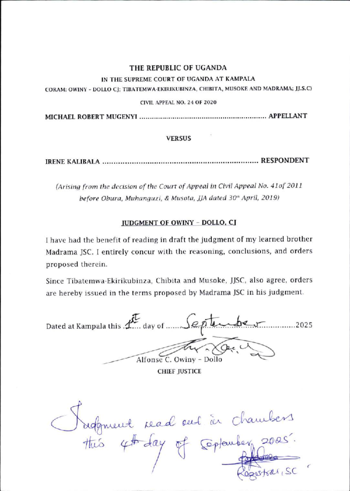 Civil Appeal No. 24 of 2020: Mugenyi v Kalibala - Supreme Court ...