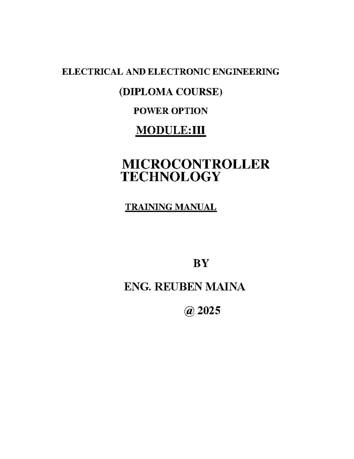 Microcontroller Technology Lecture Notes (EE 2015) - Module III-1 - Studocu