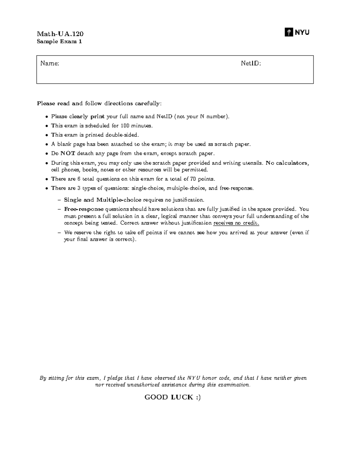 Math120 Sample Exam 1 - Practice Exam Guide - Studocu