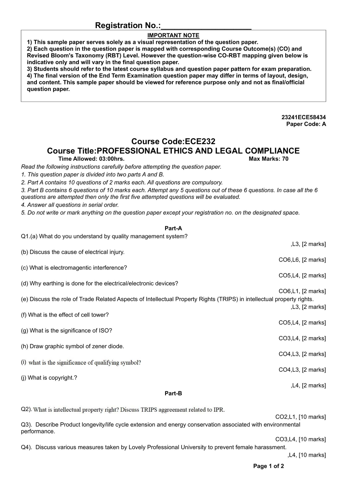 ECE232 Final Exam Sample Paper: Professional Ethics & Legal Compliance ...