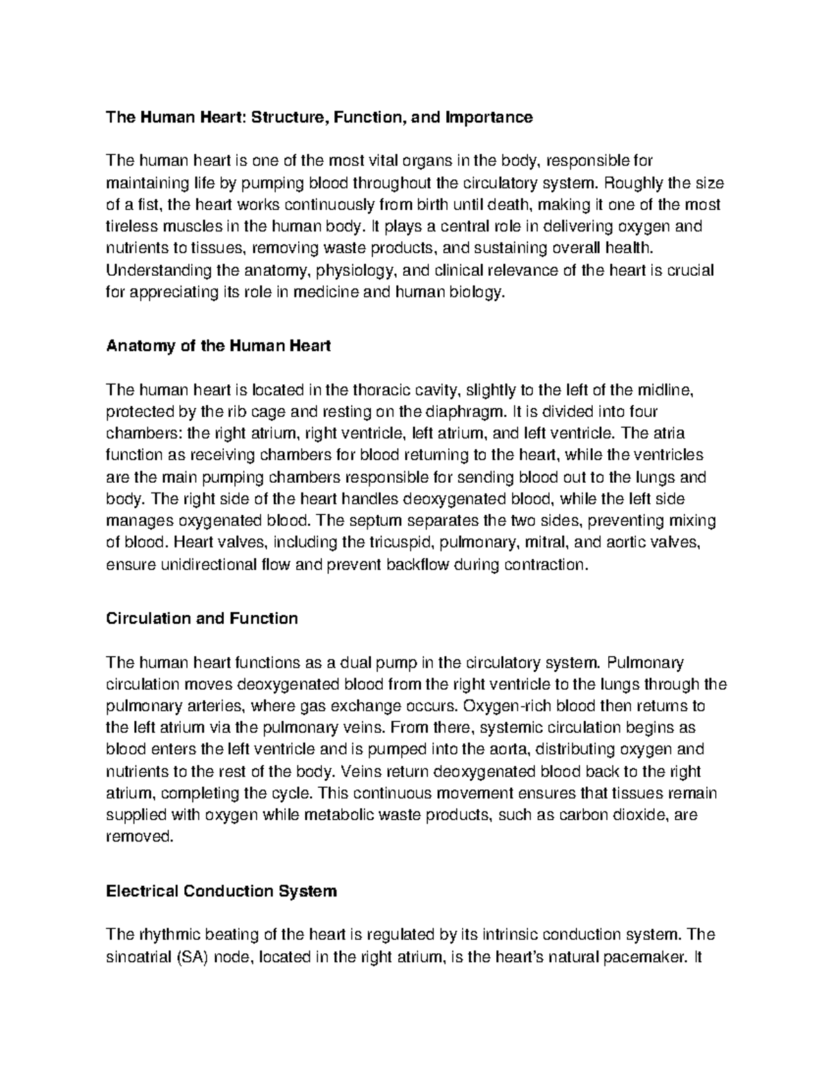 Human Heart: Structure, Function & Clinical Relevance (Course Code ...