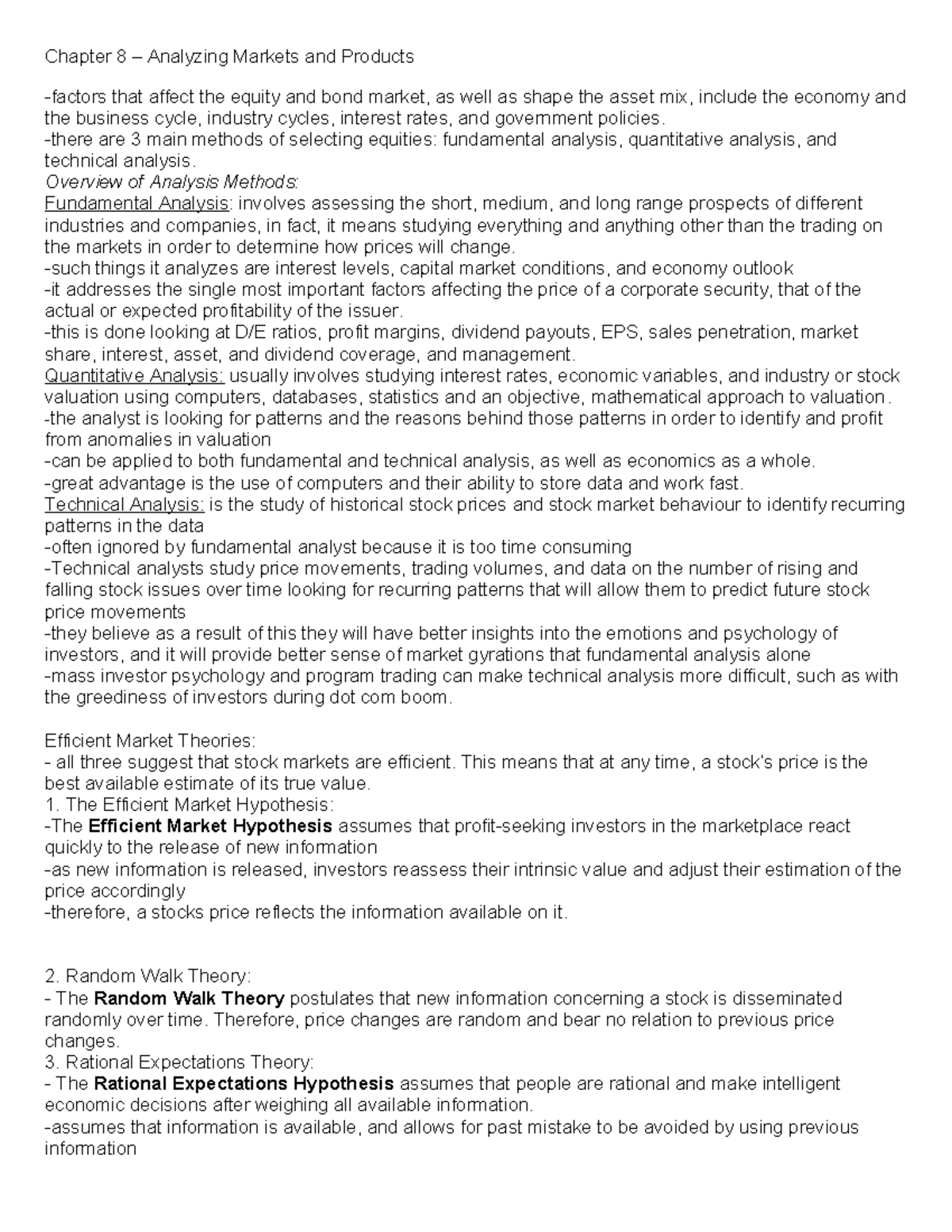 CSC Course Exam 2 Notes: Analyzing Markets, Products, and Investment ...