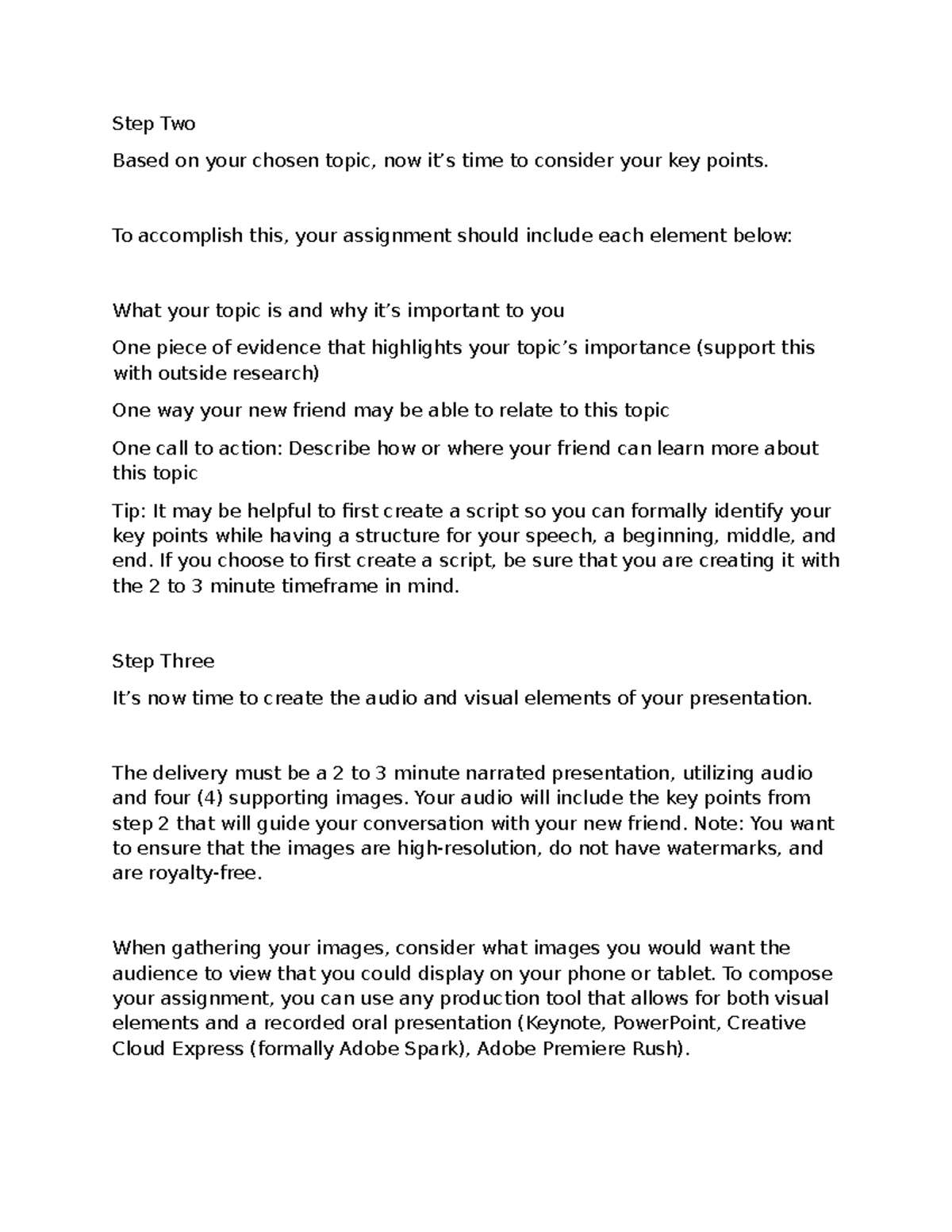 Grn101-O09 Week 3: Favorite Things Speech Assignment Guide - Studocu