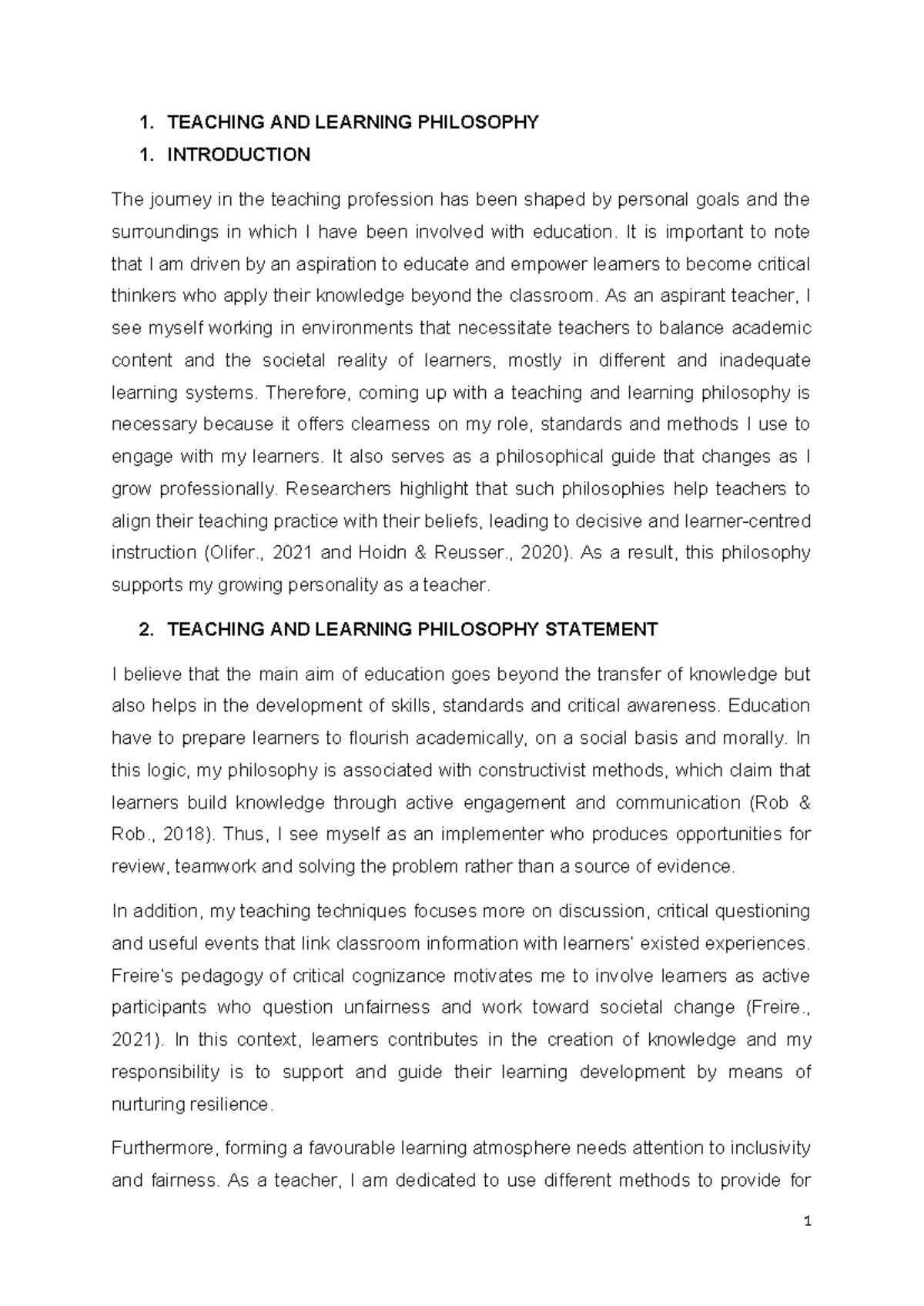 Teaching Philosophy Statement: Empowering Learners Through Engagement ...
