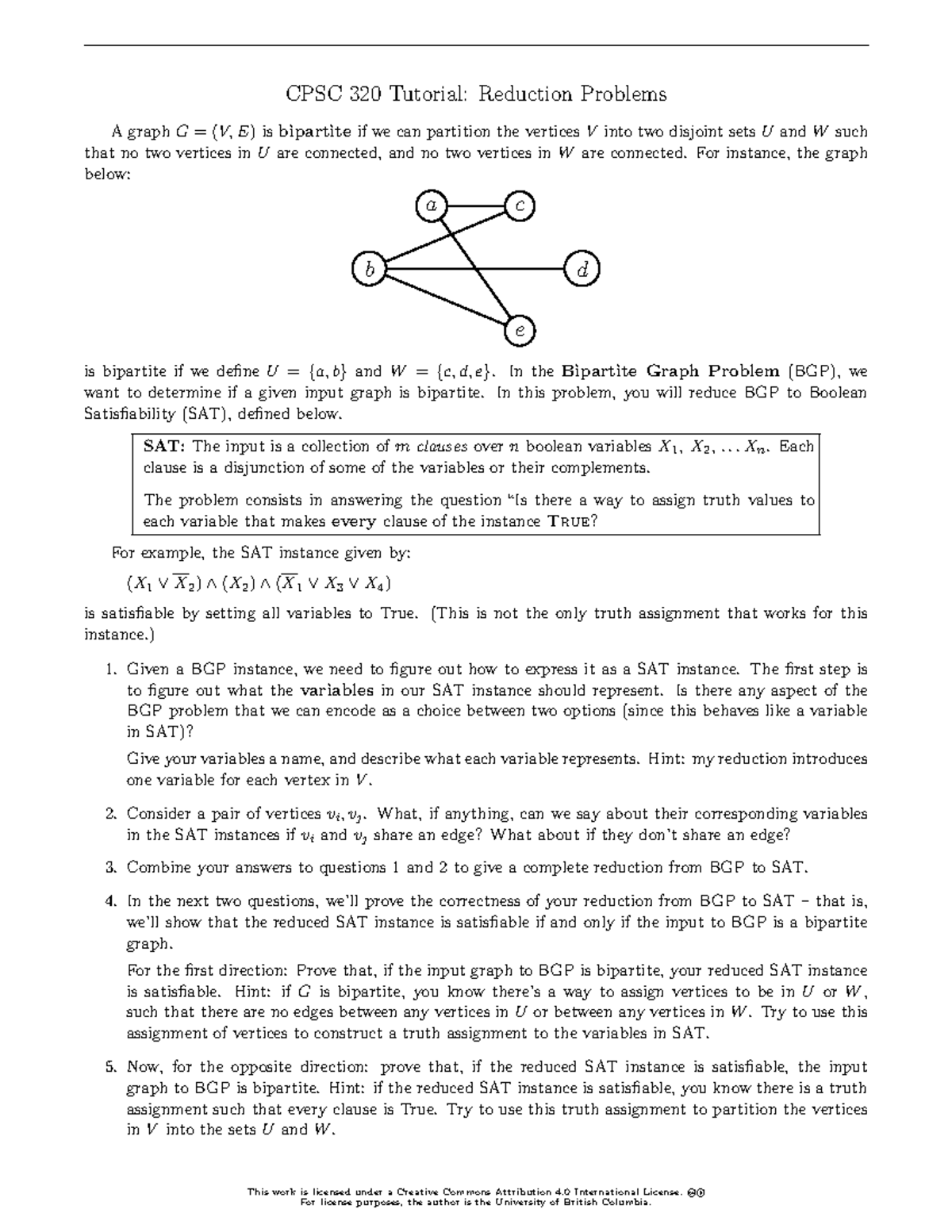 CPSC 320 Tutorial 2: Reducing Bipartite Graphs to SAT - Studocu