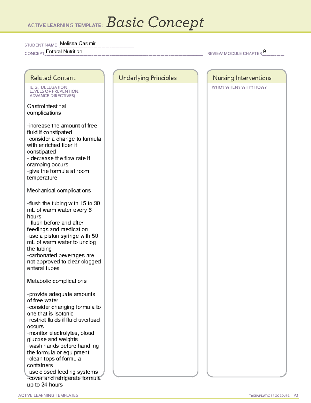 Chapter 9 Enteral Nutrition - ACTIVE LEARNING TEMPLATES THERAPEUTIC ...