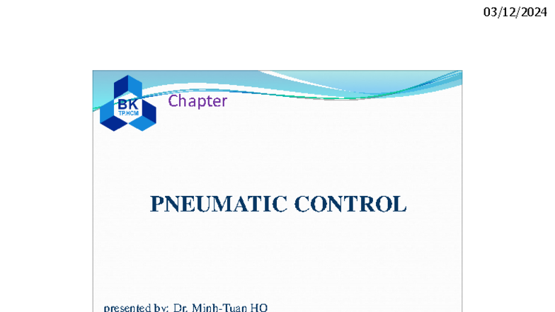 Chapter ME3001: Pneumatic Control Systems Overview - Studocu
