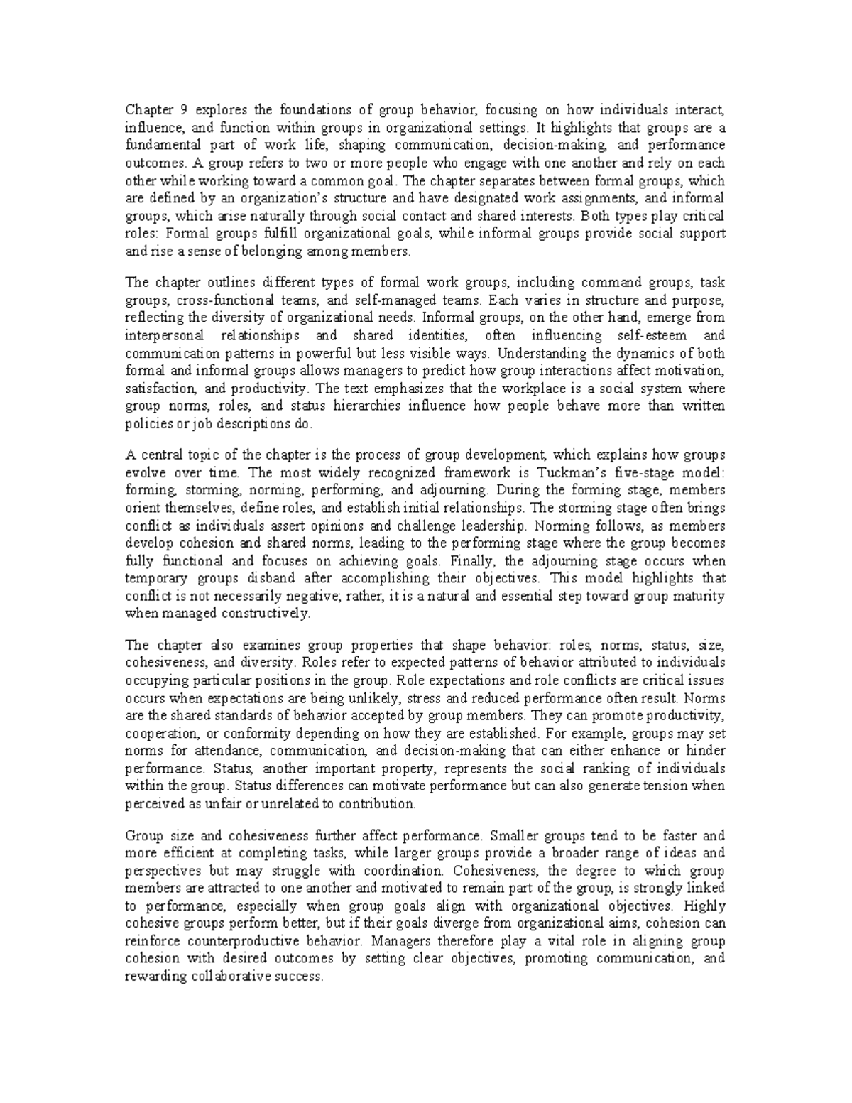 OB C9: Foundations of Group Behavior in Organizations - Studocu