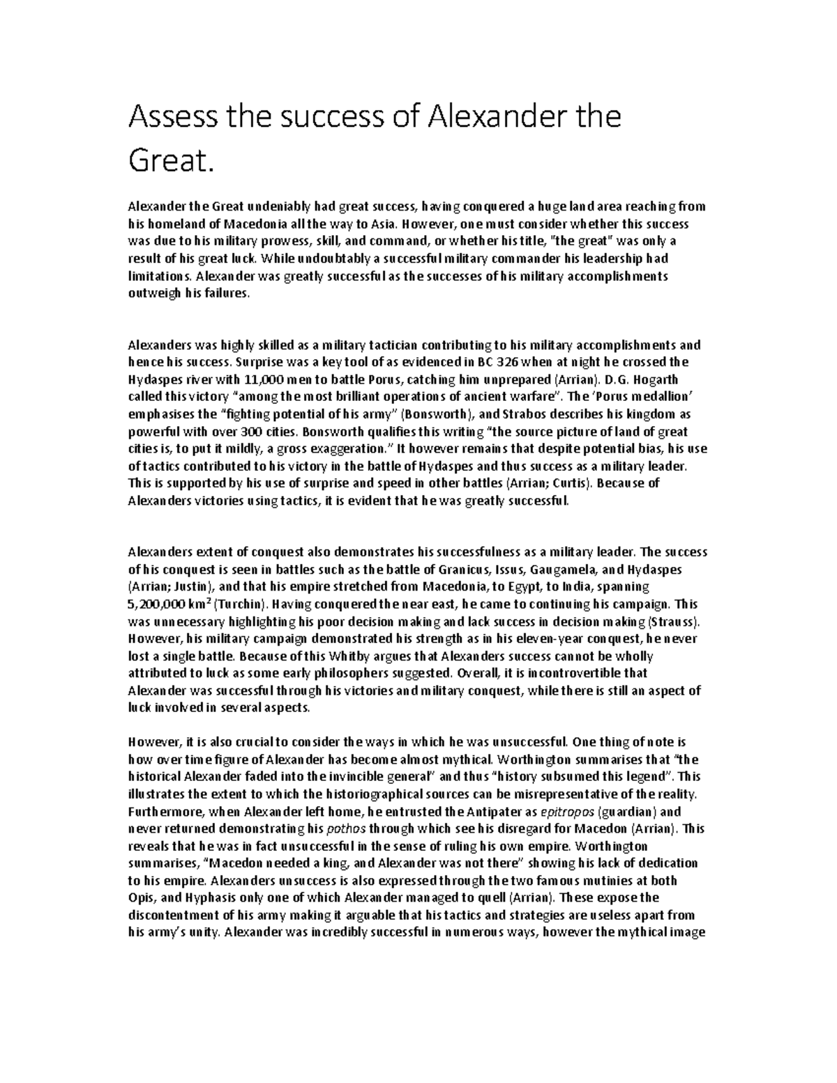 Assessing the Success and Limitations of Alexander the Great - Studocu