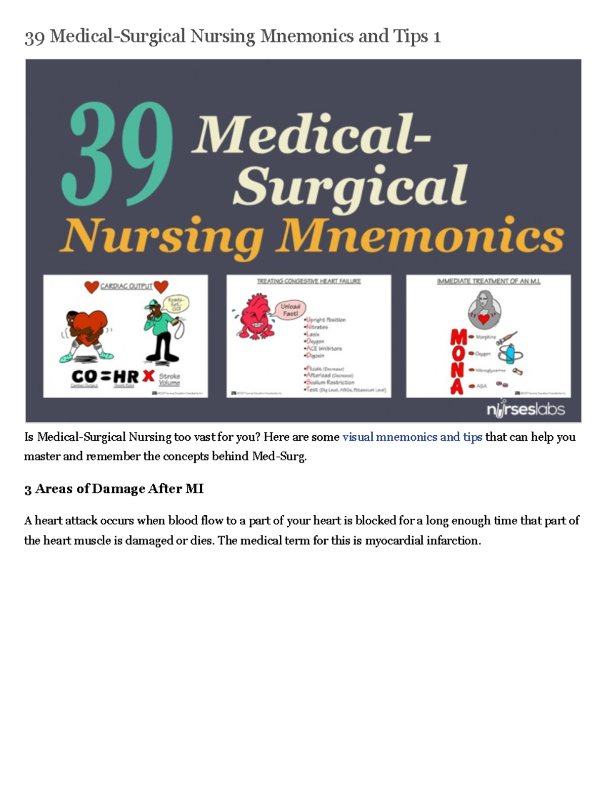 39 Medical Surgical Nursing Mnemonics and Tips 1 Nurseslabs - 39 ...