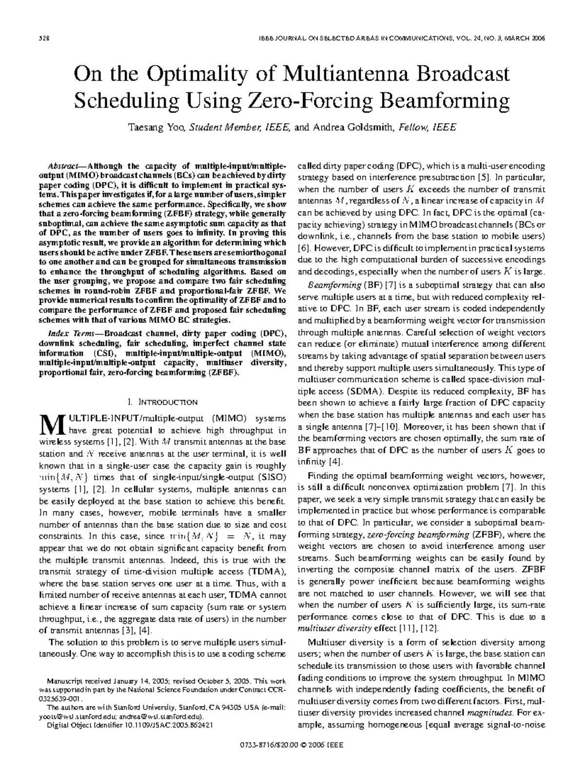 Optimality of Multiantenna Broadcast Scheduling Using Beamforming (528 ...