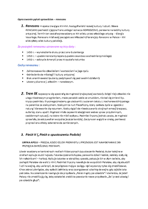 Epoki literackie po kolei - Epoki literackie – ramy czasowe ...