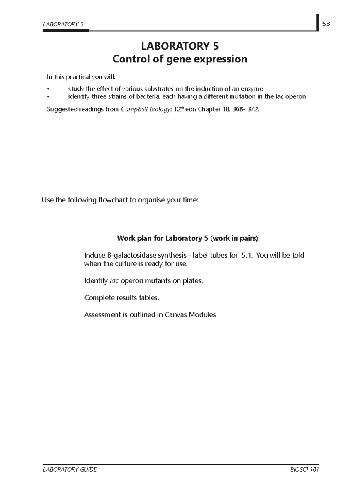Biosci 101 2025 Lab Manual: Laboratory 5 - Control of Gene Expression ...