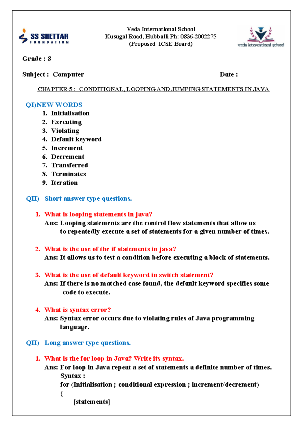 Grade 8 Computer Notes: Conditional, Looping & Jumping Statements in ...