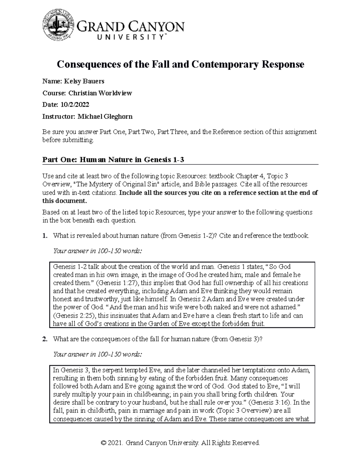 Christian Worldview: Consequences of the Fall & Responses to Humanity ...