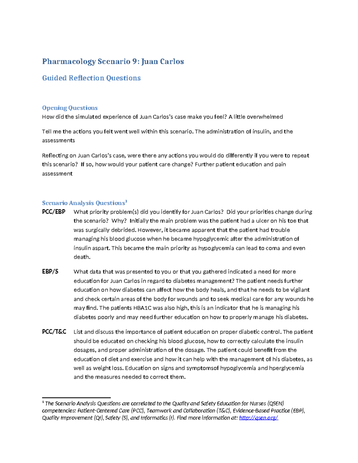 Pharmacology Reflection: Patient Care Insights from Juan Carlos's Case ...