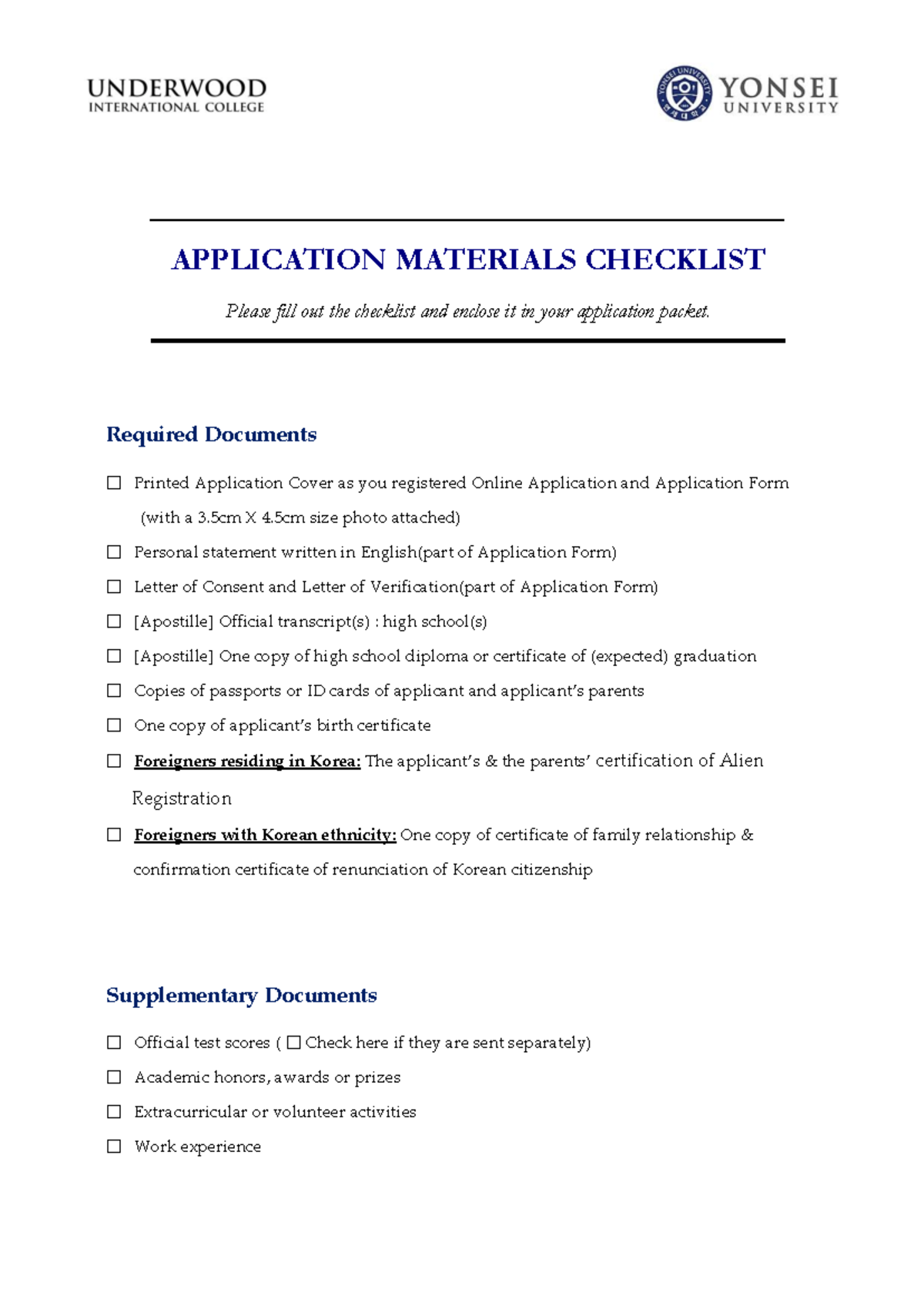 2025 Fall UIC Application Materials Checklist - Studocu