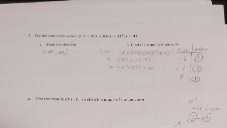 Sample Exam Notes: Rational Functions & Graphing (Math 3) - Studocu