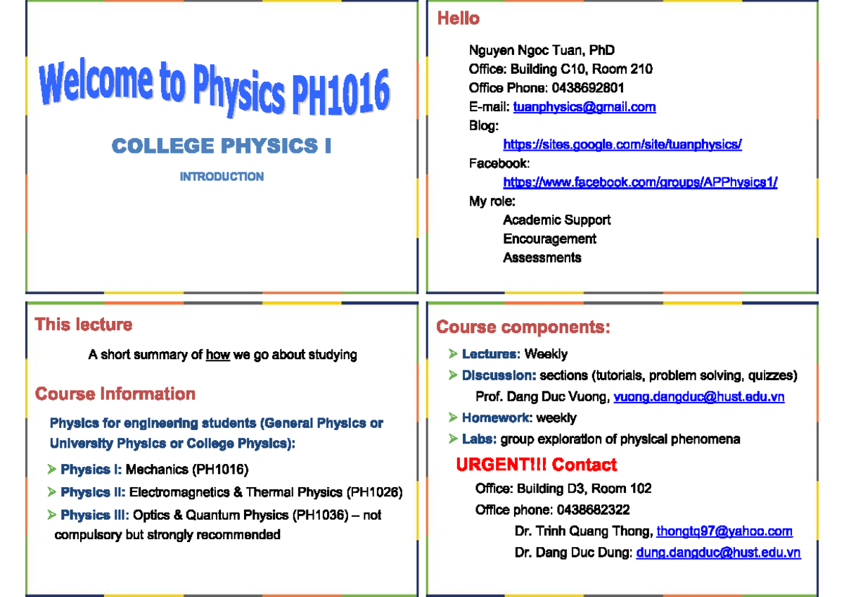 Chapter 1 - Intro Layout - Physics I (Advanced Program) - Studocu