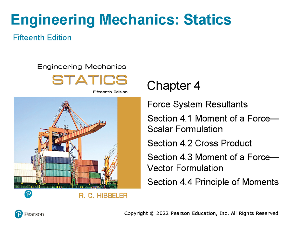 Chapter 4: Force System Resultants in Engineering Mechanics (Statics) - Studocu