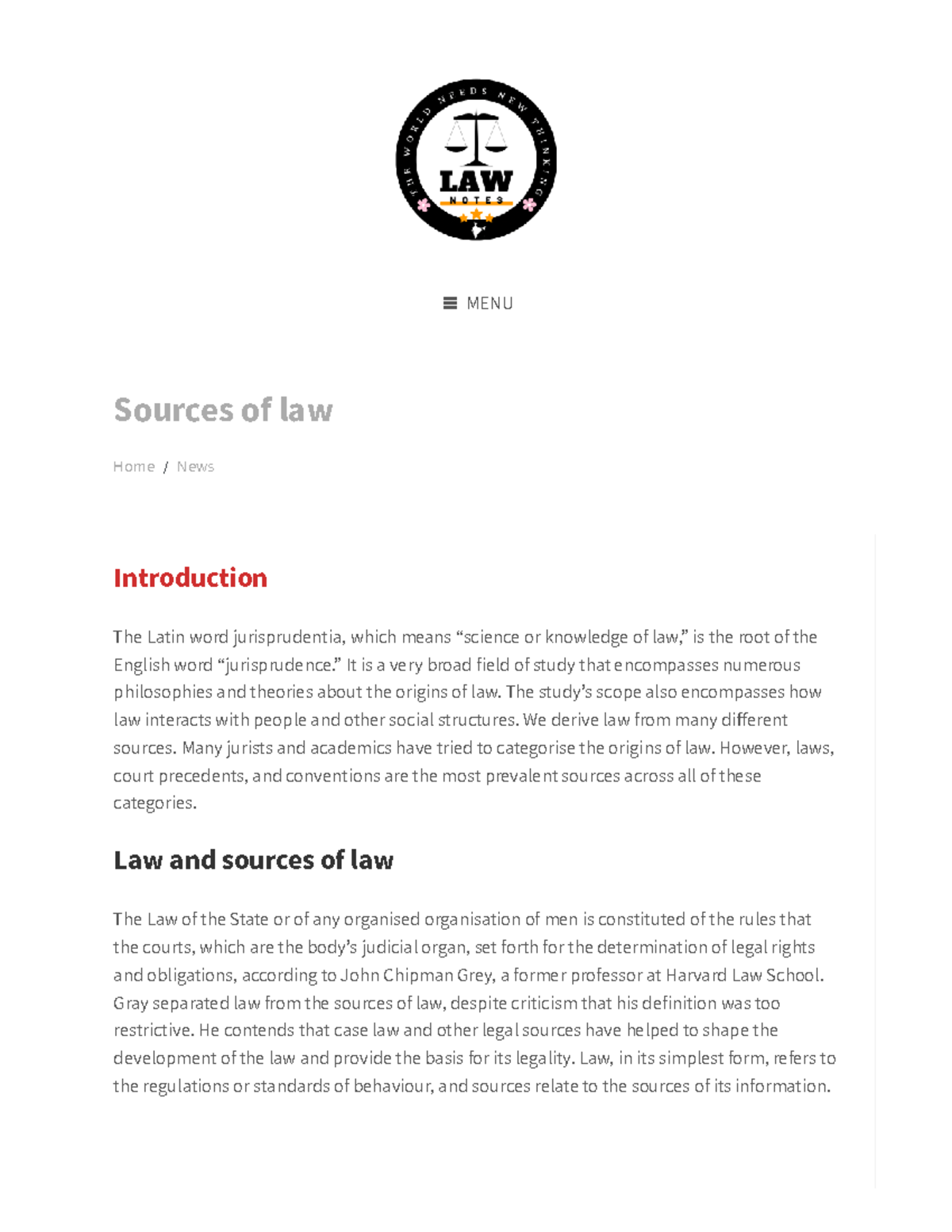 Sources of Law: Comprehensive LAW Notes on Jurisprudence - Studocu