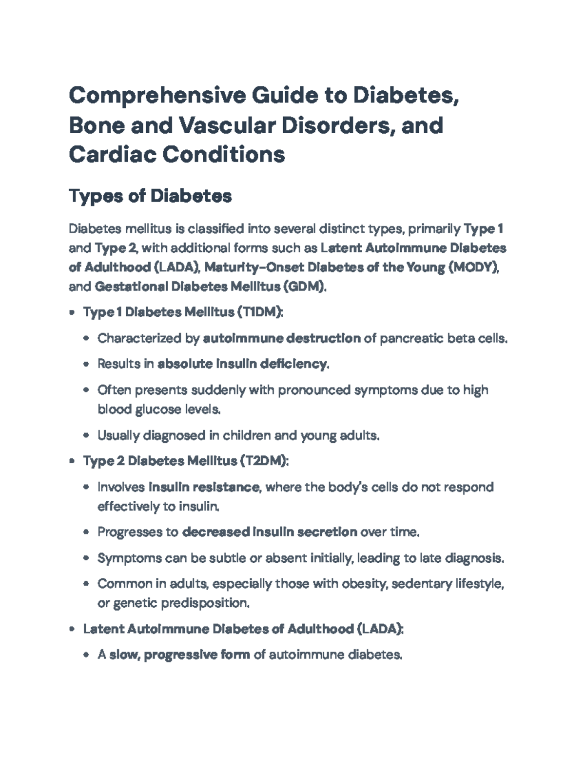 Comprehensive Guide to Diabetes (T1DM, T2DM), Bone & Vascular Disorders ...