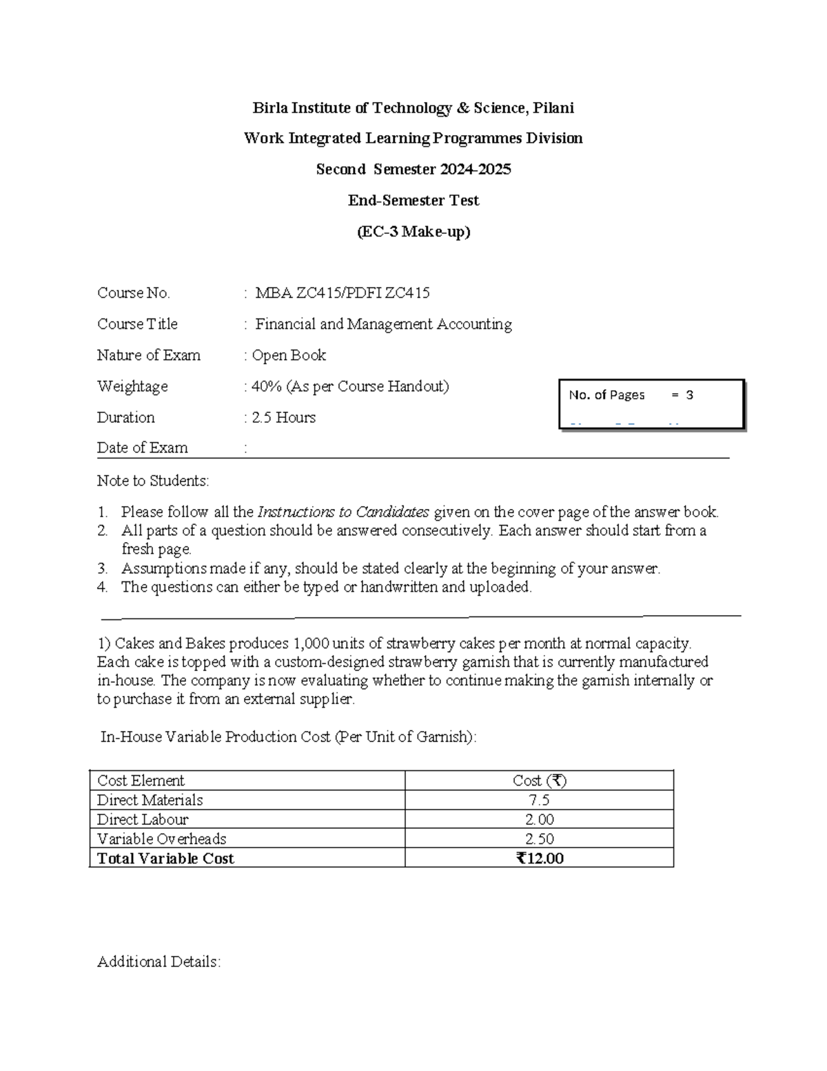 FMA EC3M May 2025 - Comprehensive Exam Paper on Financial & Management ...