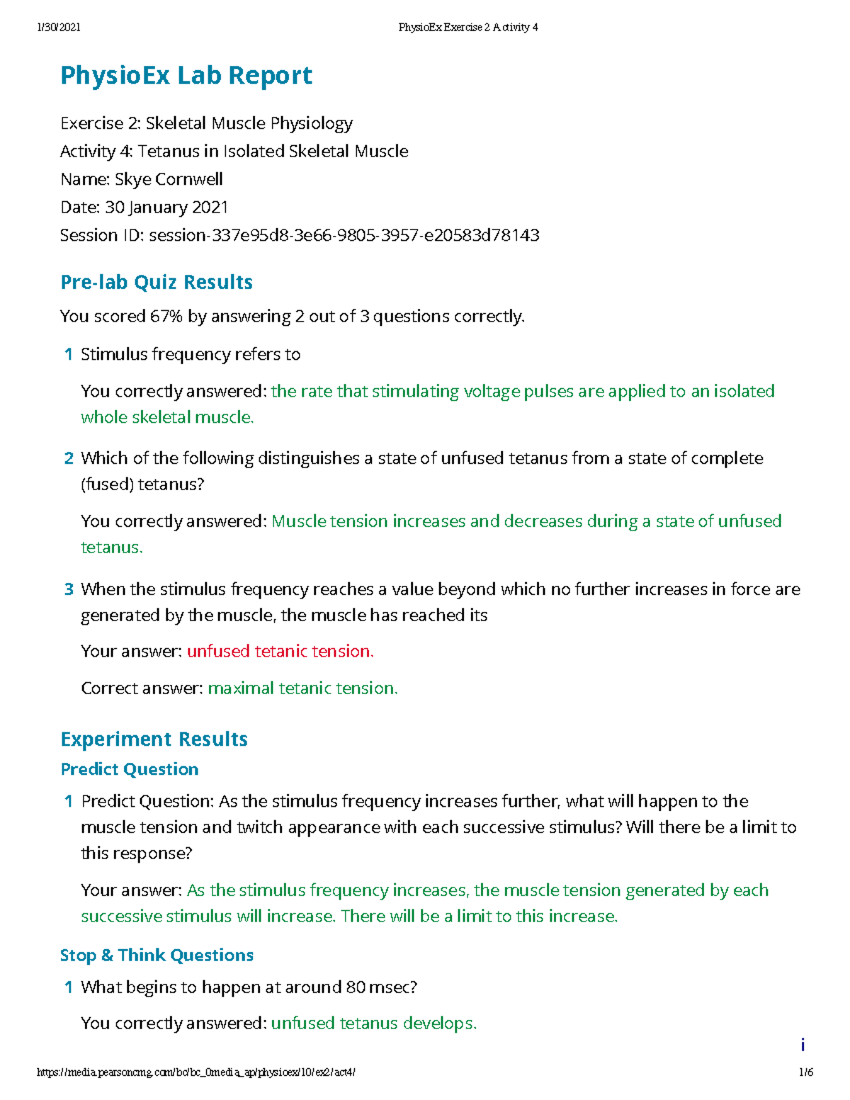 Physio Ex Exercise 2 Activity 4 - PhysioEx Lab Report Exercise 2 ...