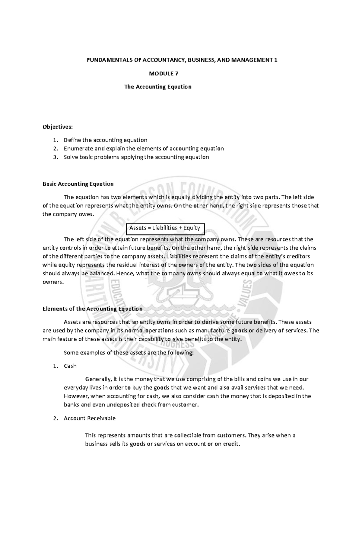 Module-7 - ssssss - FUNDAMENTALS OF ACCOUNTANCY, BUSINESS, AND ...