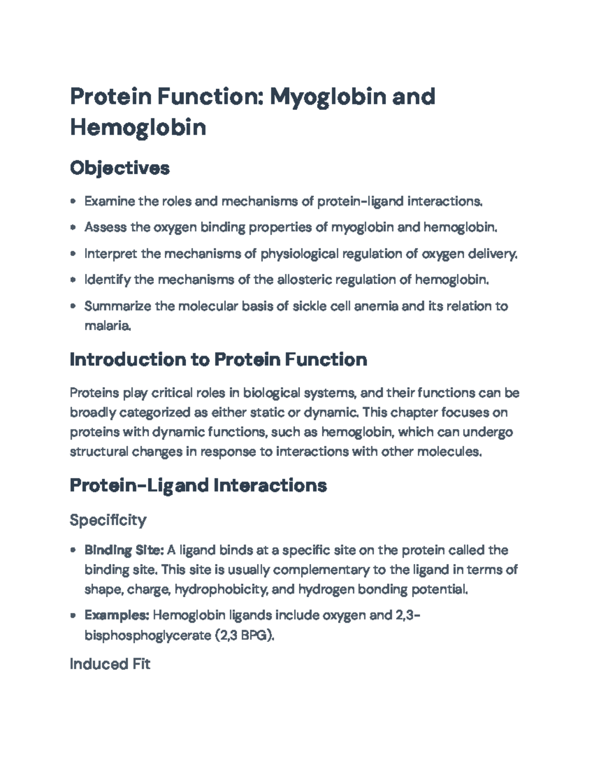 Protein Function: Myoglobin and Hemoglobin Mechanisms (Bio 101 ...