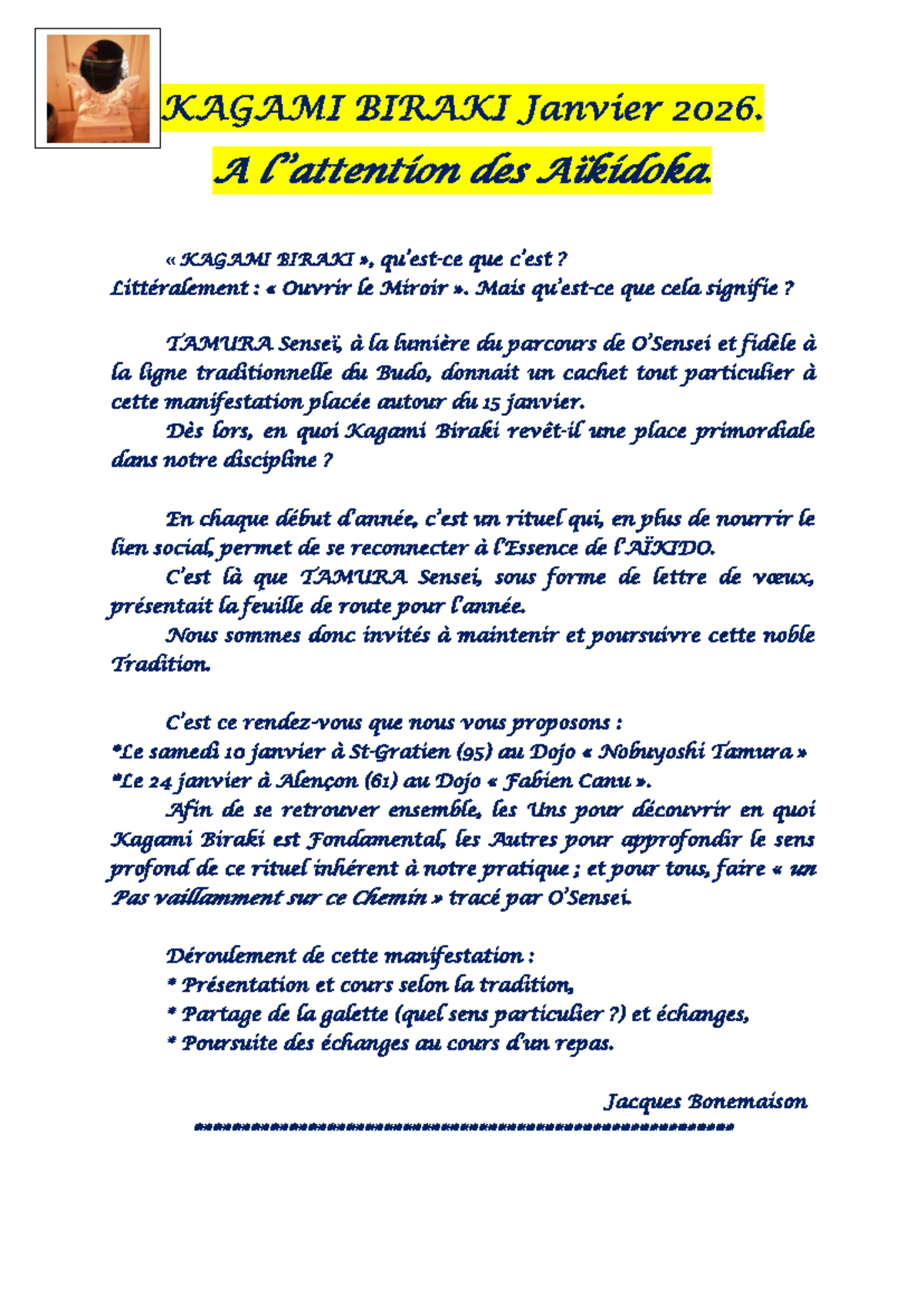 KAGAMI BIRAKI 2026: Tradition et Signification pour Aïkidoka - Studocu