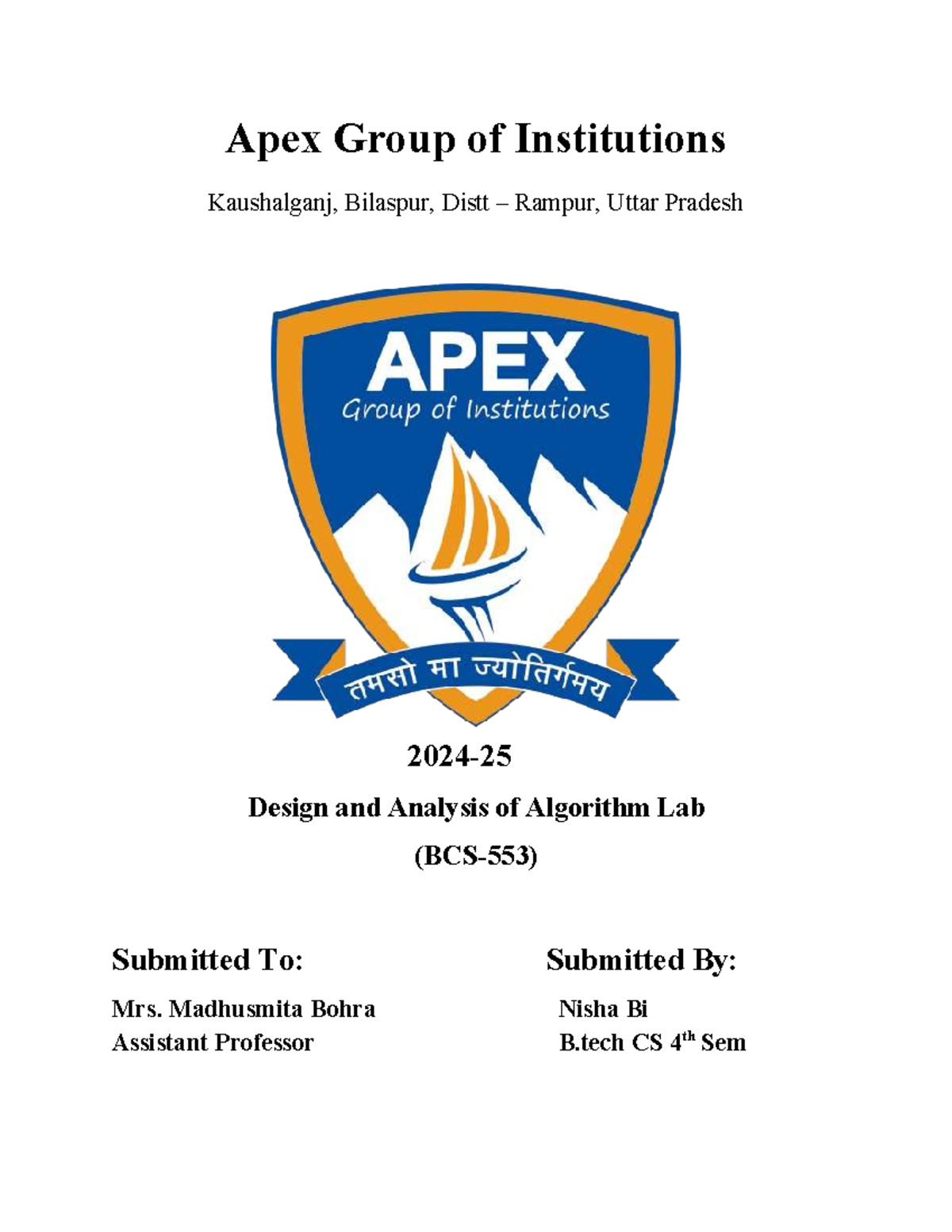 DAA Lab Practical File - B.Tech CS 4th Sem - Studocu