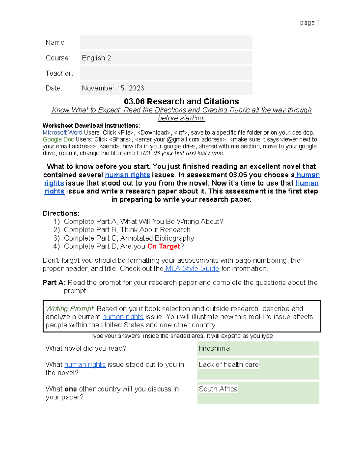 03.06 Research & Citations: Exploring Human Rights Issues in Literature ...