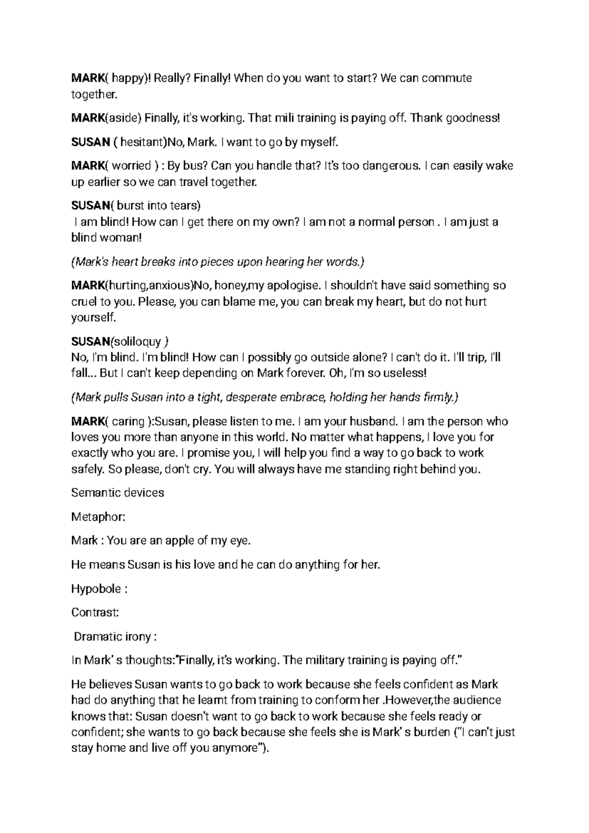 LIT101: Analyzing Emotional Dialogue in "MARK" Scene - Studocu
