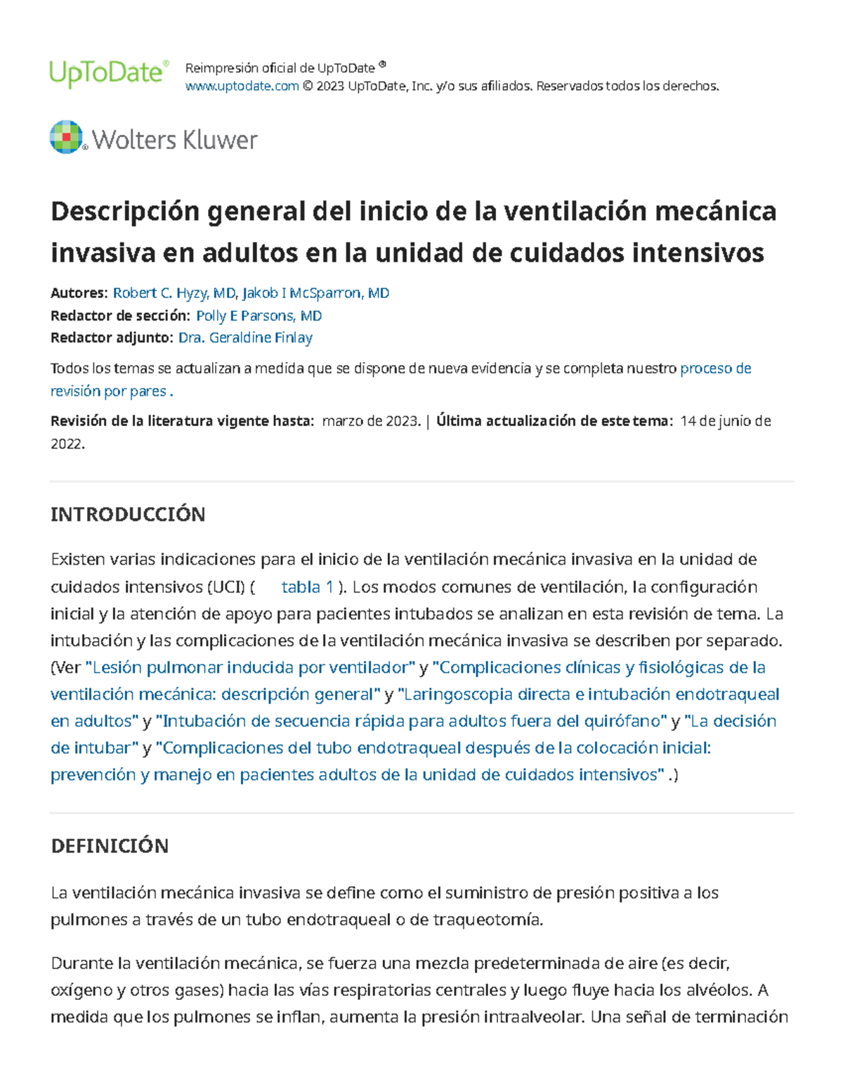 Overview of initiating invasive mechanical ventilation in adults in the ...