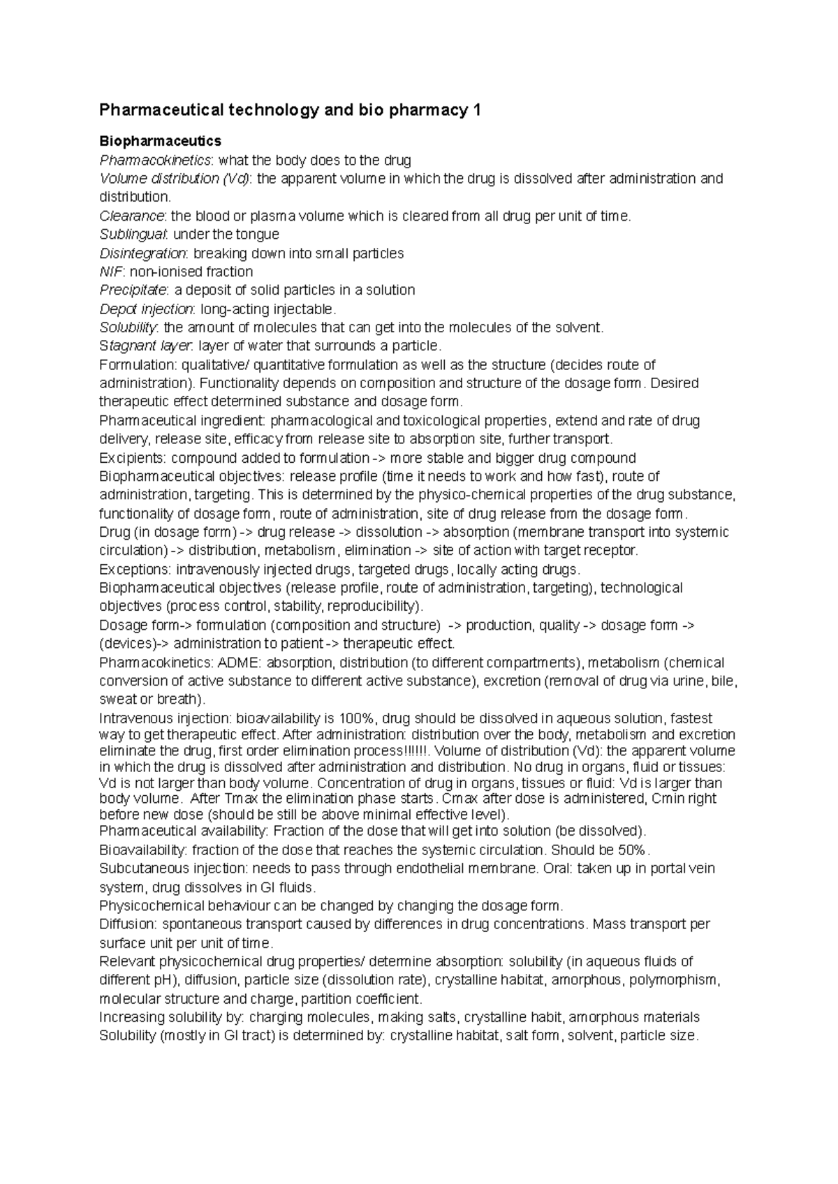 Pharmaceutical Technology and Biopharmacy I: Biopharmaceutics ...