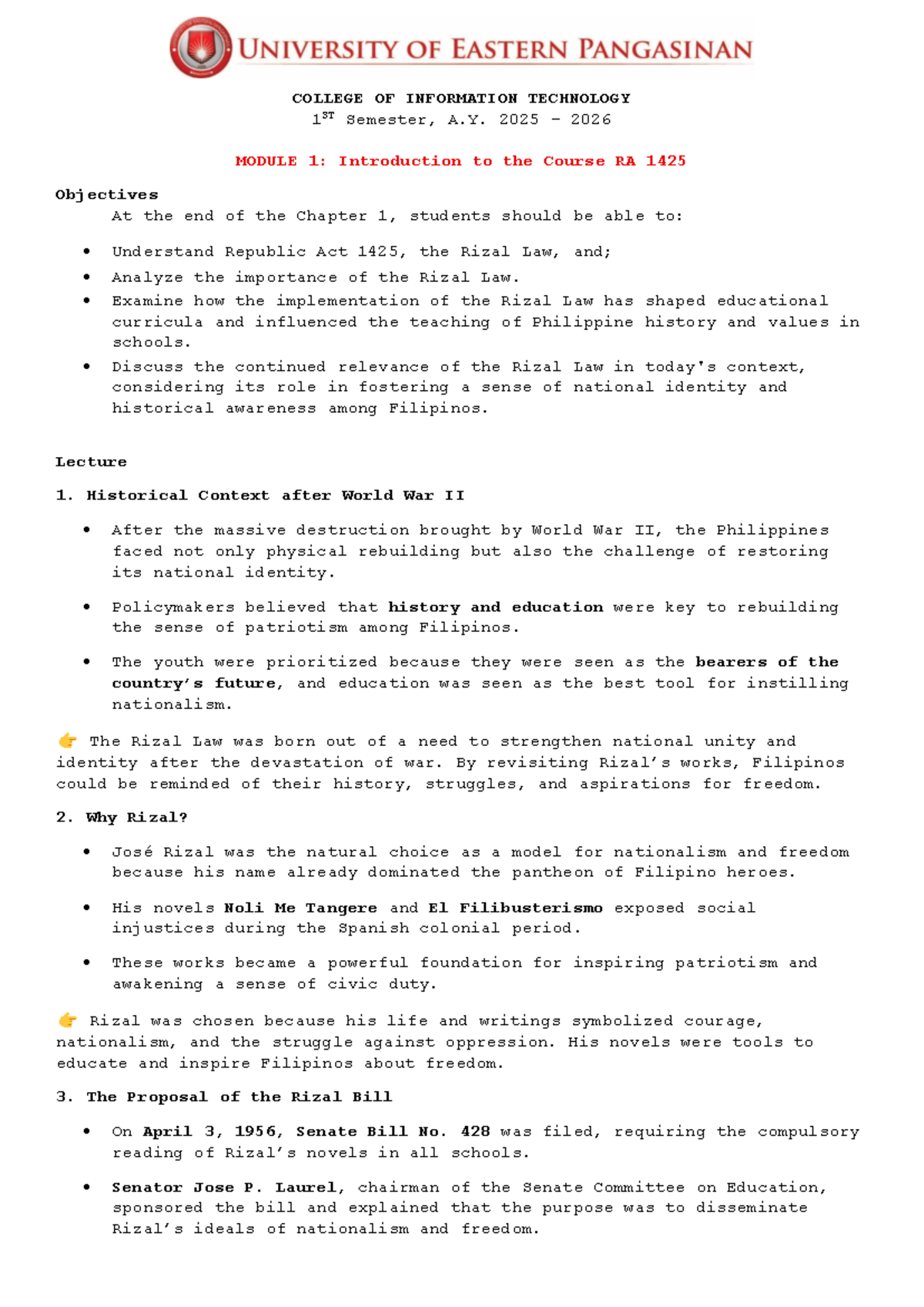 RA 1425: Understanding the Rizal Law and Its Impact on Education - Studocu