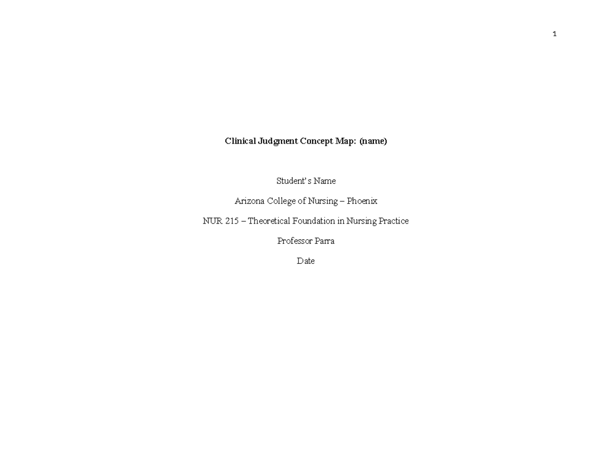 NUR 215 Clinical Judgment Concept Map Template for Students - Studocu