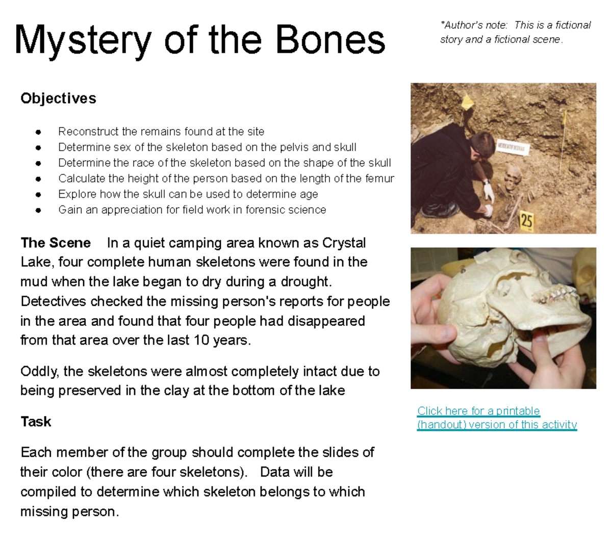 Forensic Science Case Study: Mystery of the Bones (Remote Version ...