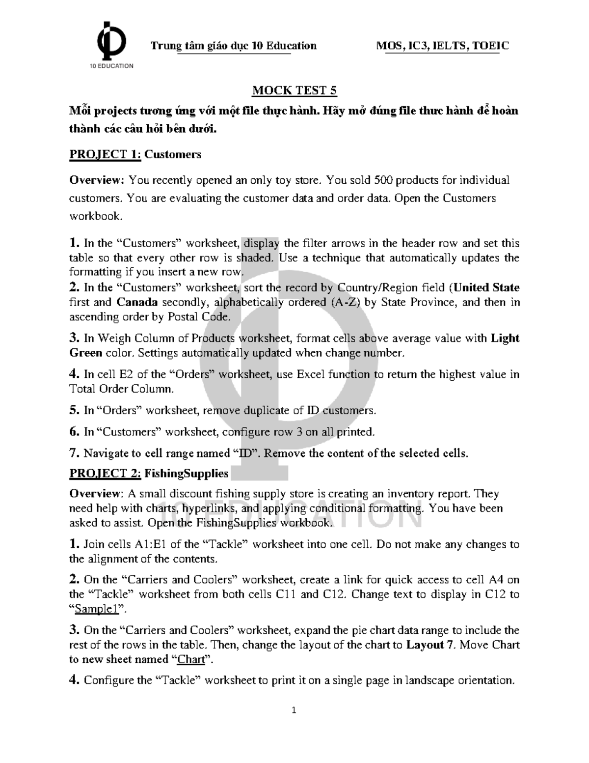 MOCK TEST 5 - Practical Assignments Overview with Details and ...