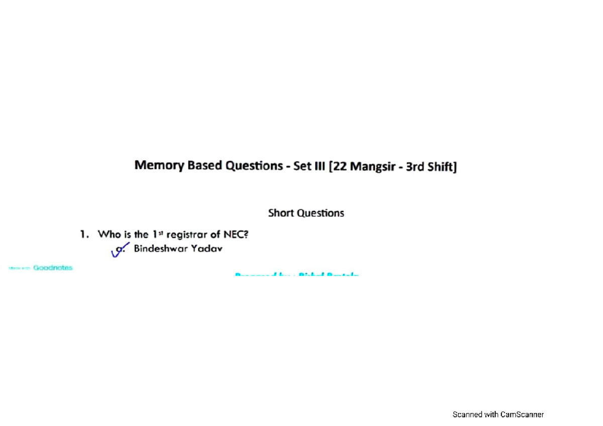 Memory-Based Short Questions Set 3 - Lecture Notes & Solutions - Studocu