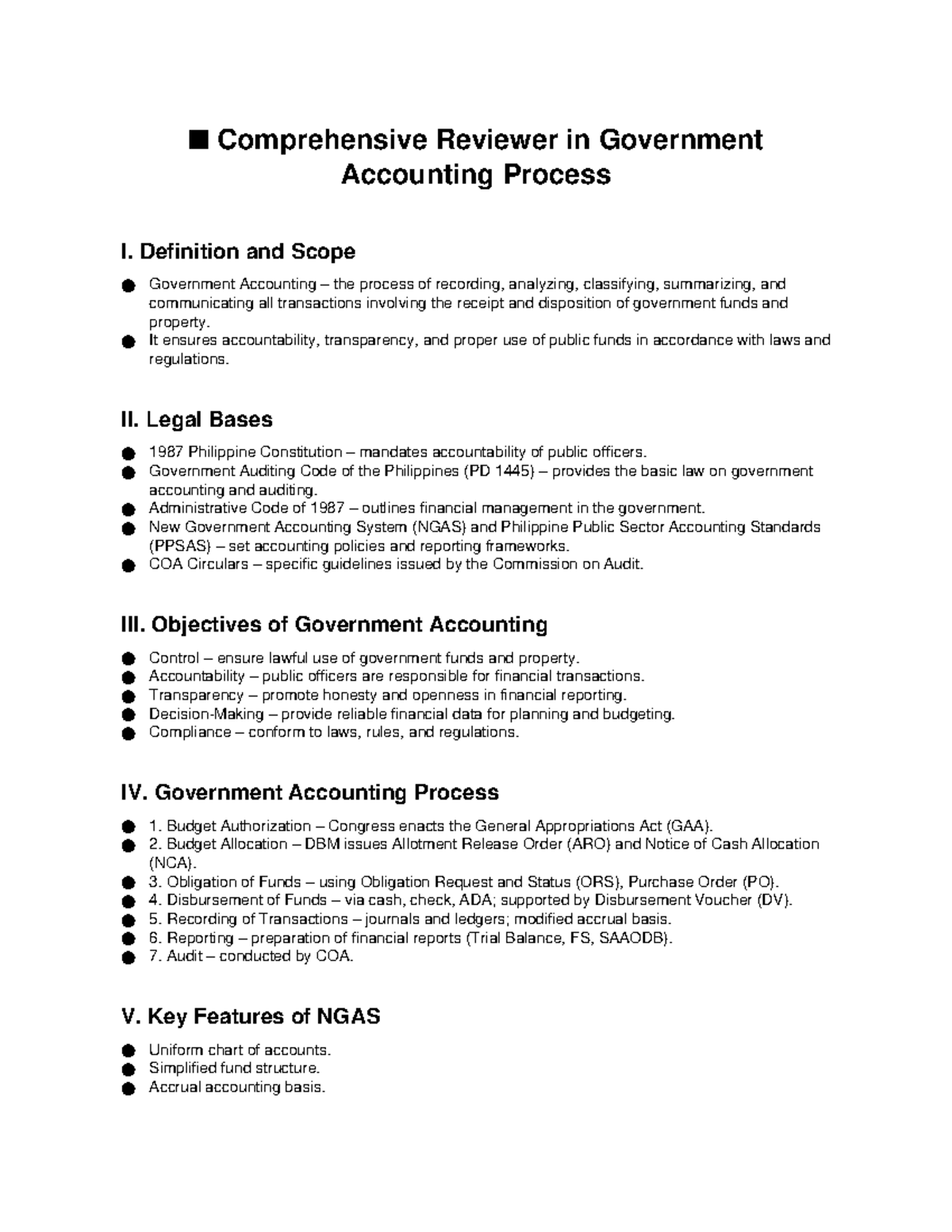 Government Accounting Reviewer: Comprehensive Guide to Processes and ...