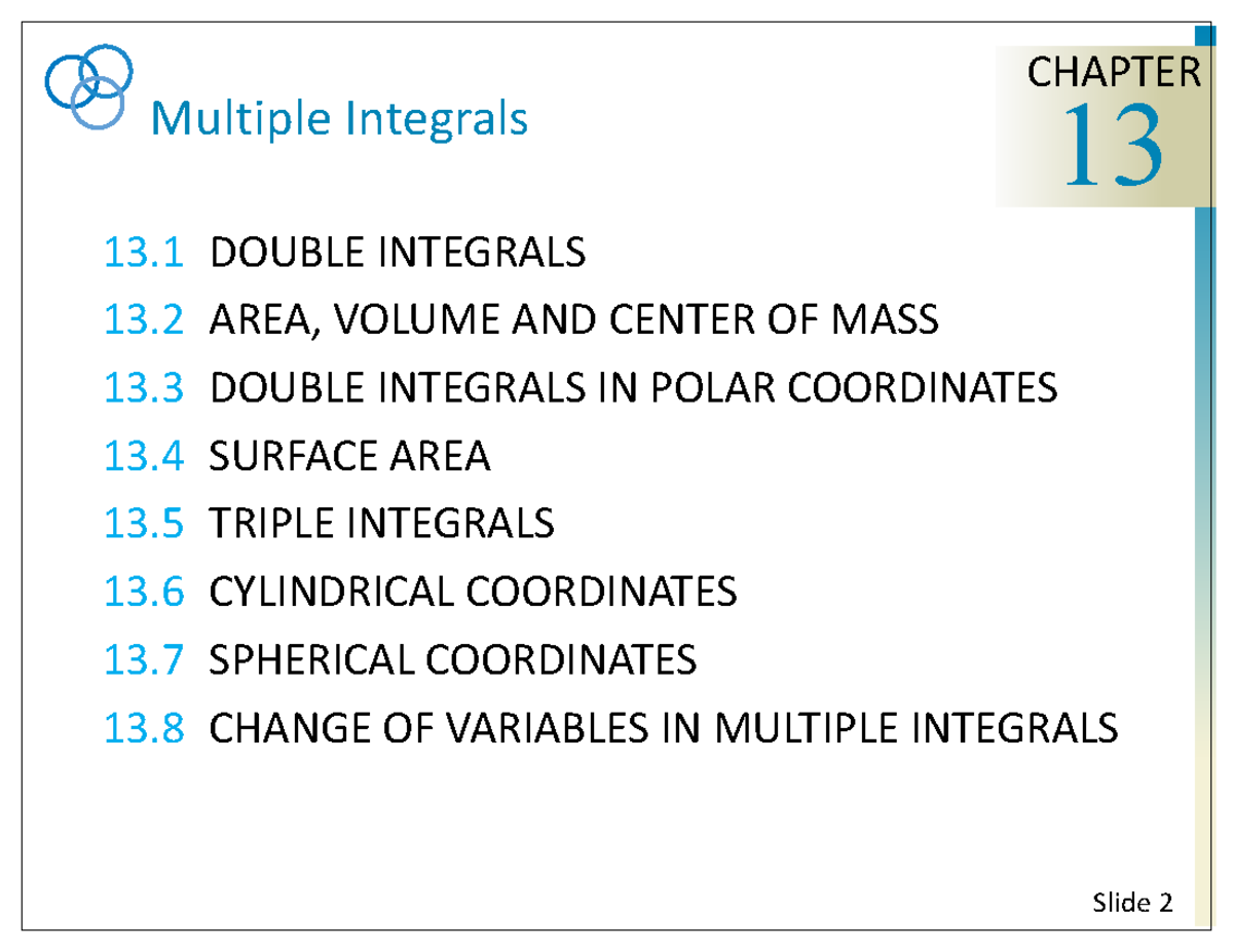 Integrales Dobles C13 S01 - CHAPTER 13 Multiple Integrals Slide 13. DOUBLE INTEGRALS 13. AREA ...