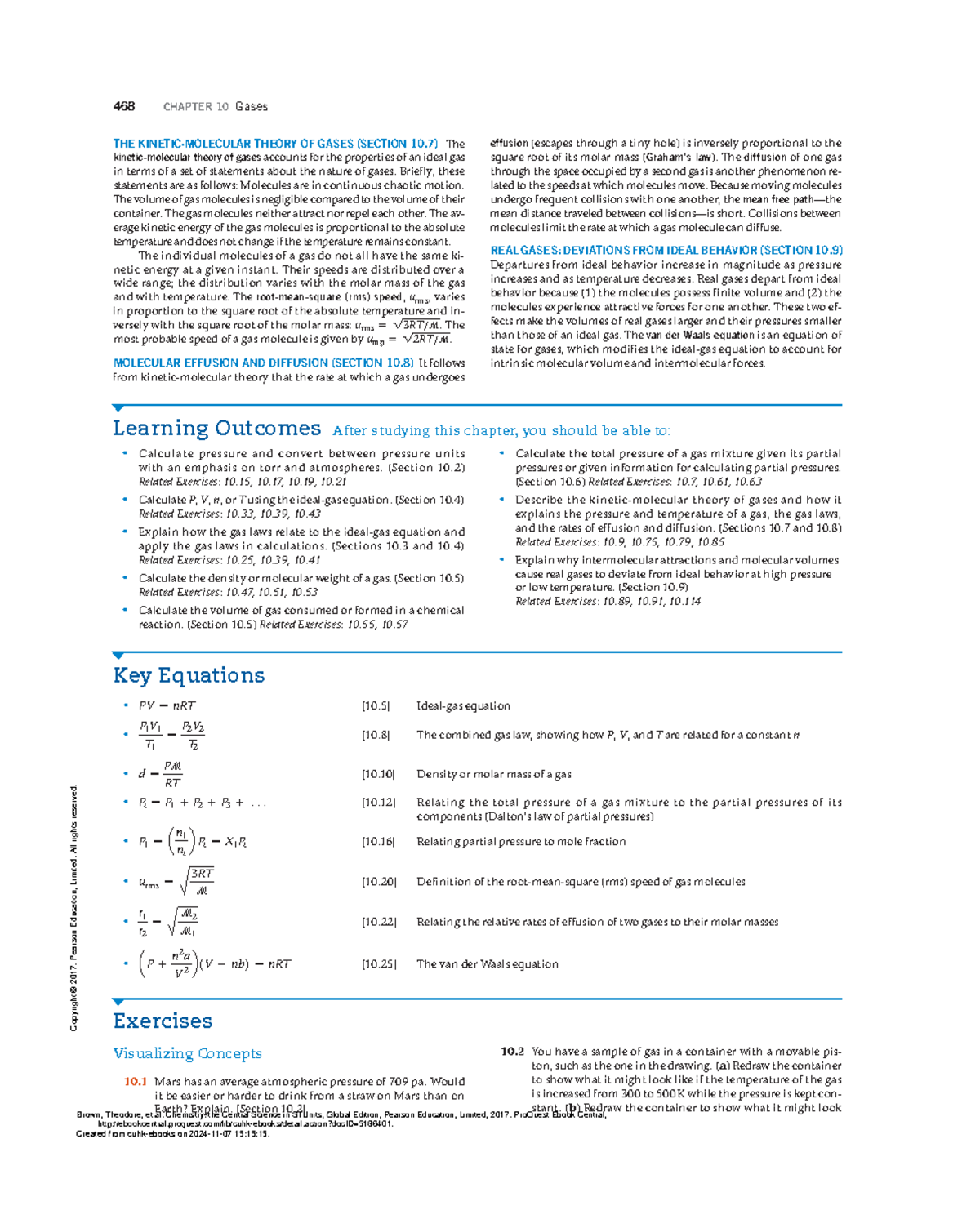 Chemistry 101: Chapter 10 - Gases Overview and Key Concepts - Studocu
