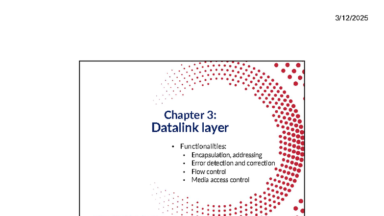Chapter 3: Datalink Layer Functionalities Overview (2025) - Studocu